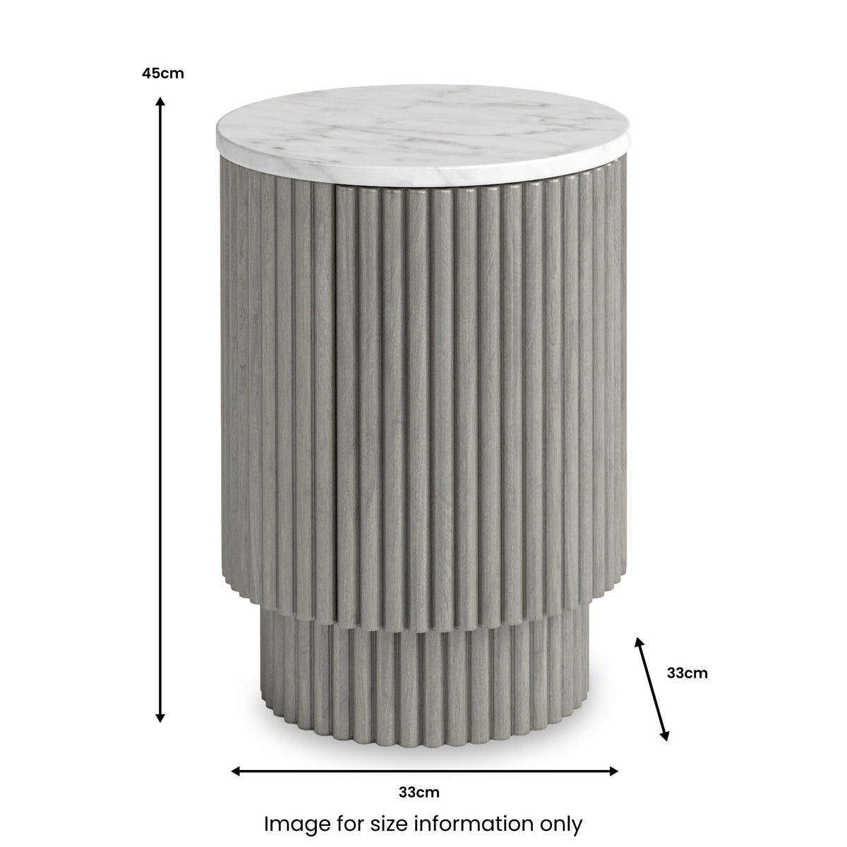 Amelie Grey Fluted Marble & Mango Side Table with Storage | Roseland