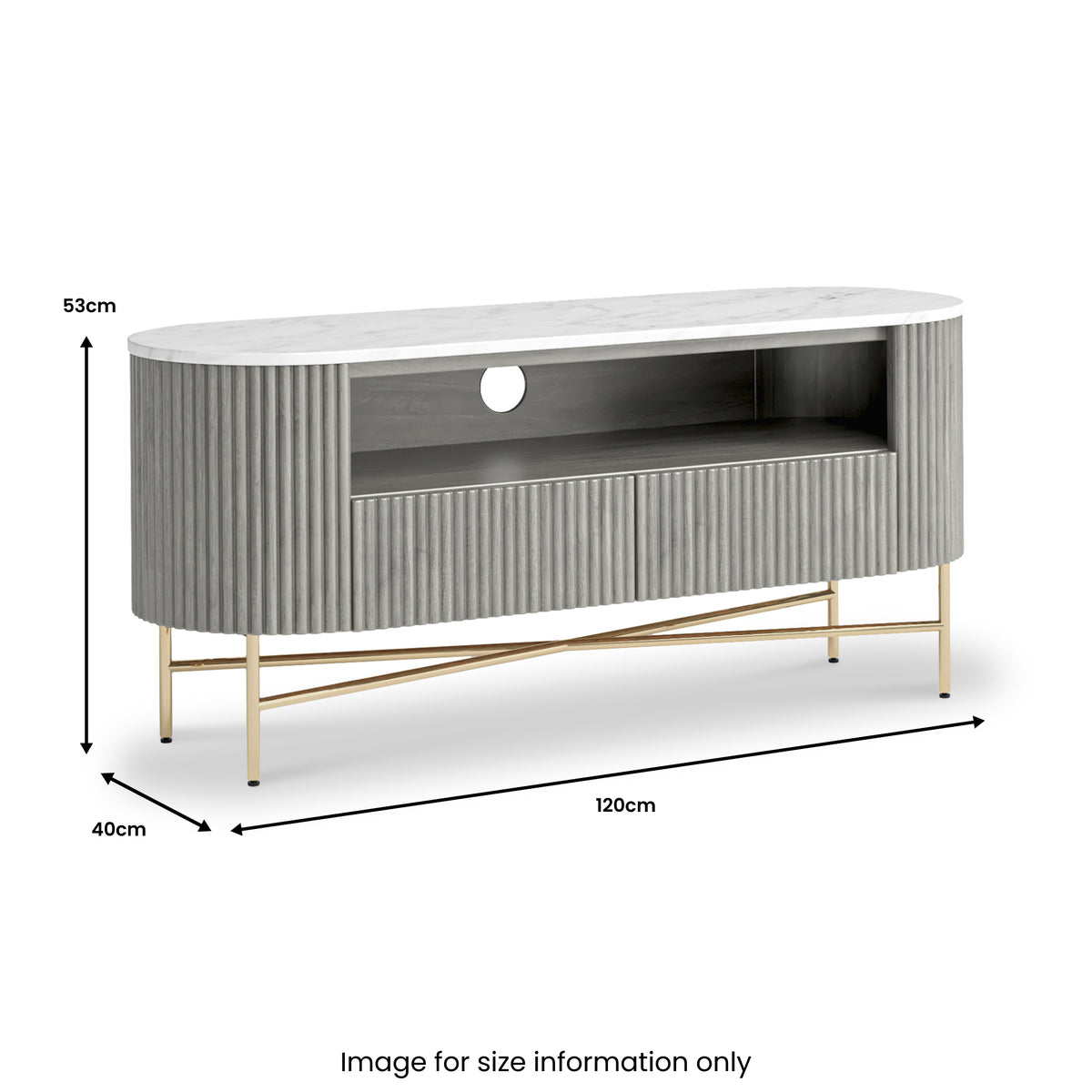 Amelie Grey Fluted TV Unit | Roseland