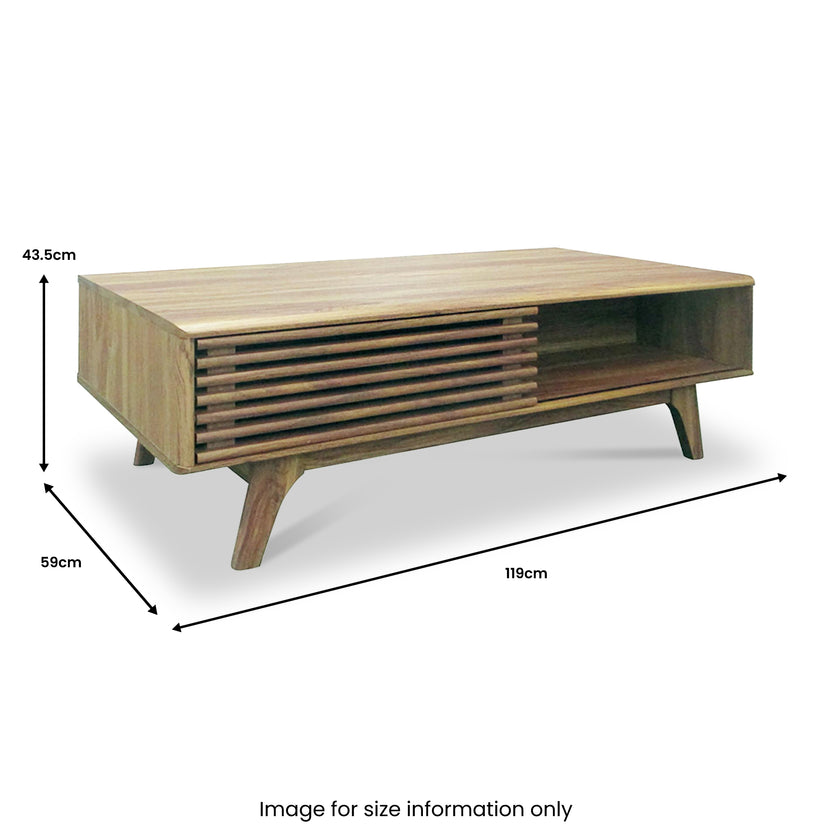Brunswick Walnut or Oak Slatted Sliding Drawer Coffee Table | Roseland