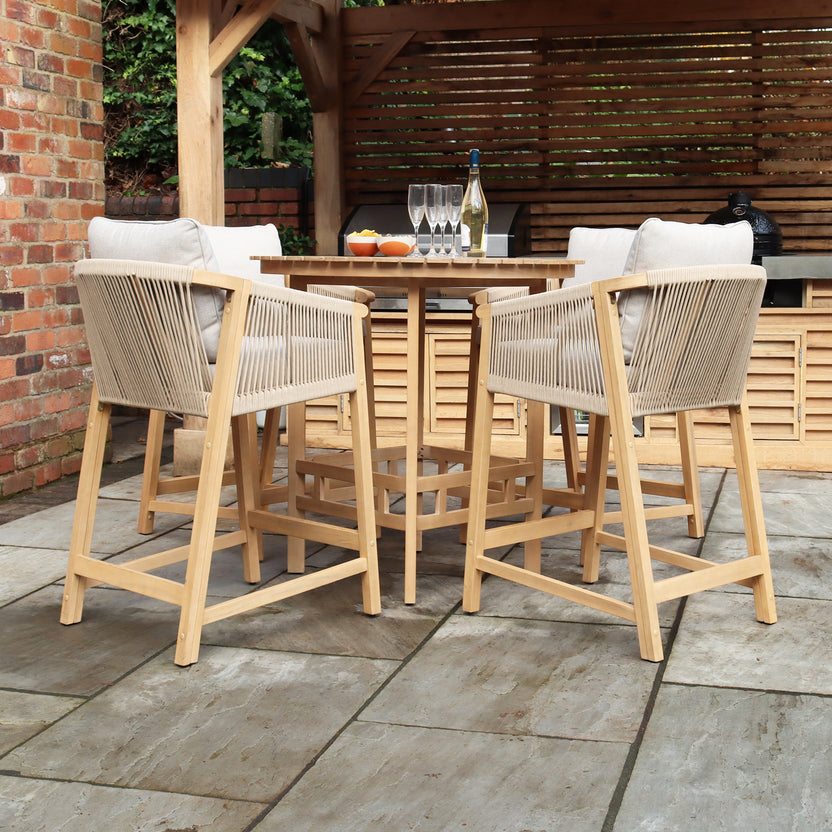 Roma FSC Bar Set 100cm High Table With 4 Deluxe Bar Stools | Roseland