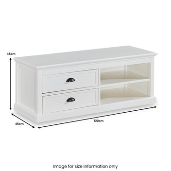 Leighton White 120cm Wide TV Cabinet Unit with Storage | Roseland
