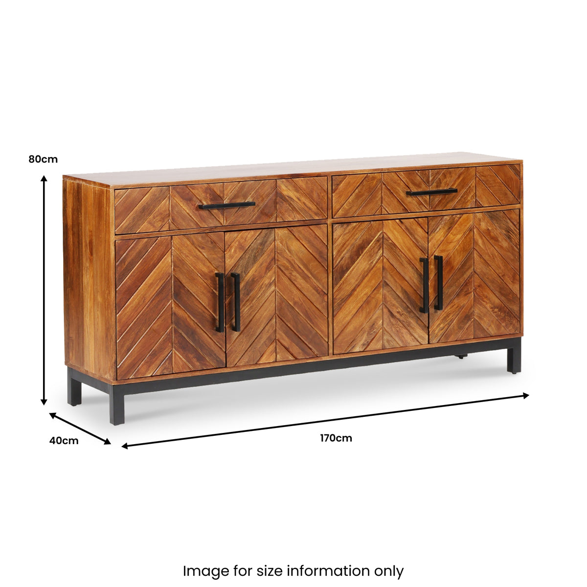 Loric Parquet Mango Wood Large Sideboard for Living Room | Roseland