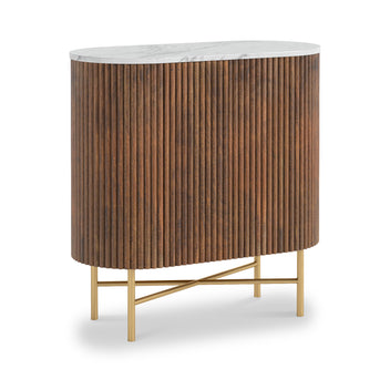 Milo Mango & Marble Fluted 2 Door Mini Sideboard Cabinet | Roseland