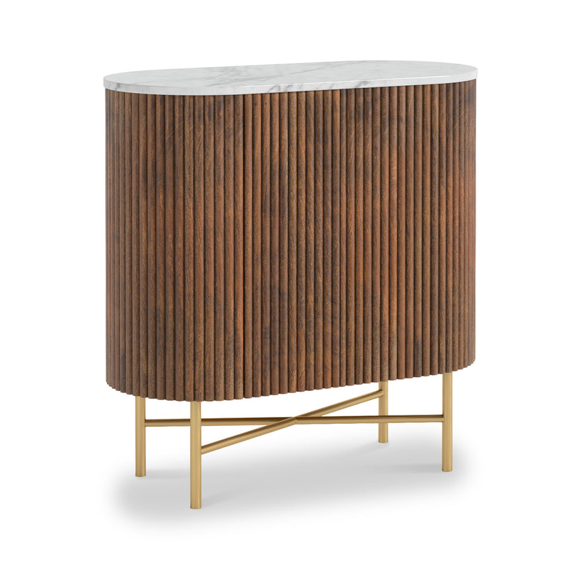 Milo Mango & Marble Fluted 2 Door Mini Sideboard Cabinet | Roseland