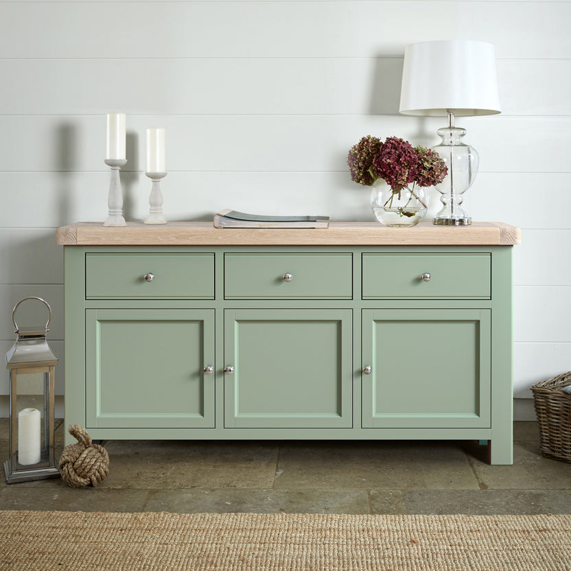 Penzance Large Sideboard Cabinet | Grey / Sage Green | Roseland