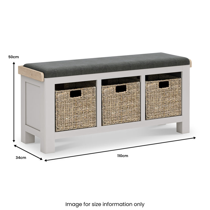 Penzance Stone Grey Storage Bench with Baskets | Beige Grey Charcoal