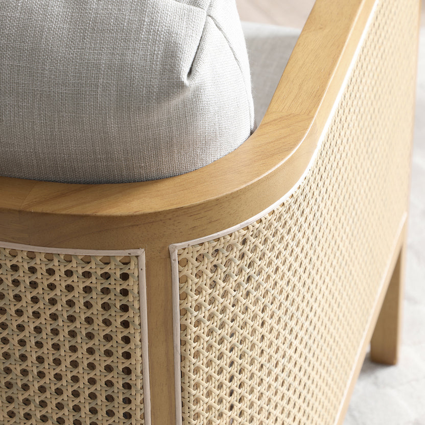 Anara Cream Scandi Rattan Accent Chair for Living Room | Roseland
