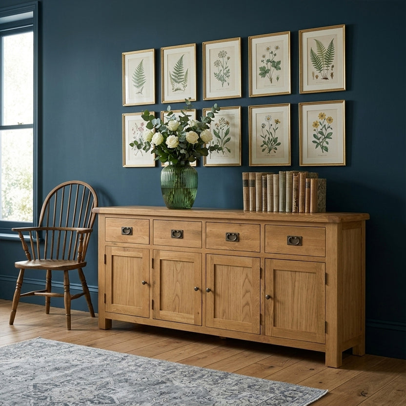 Zelah Oak Extra Large Sideboard | Roseland