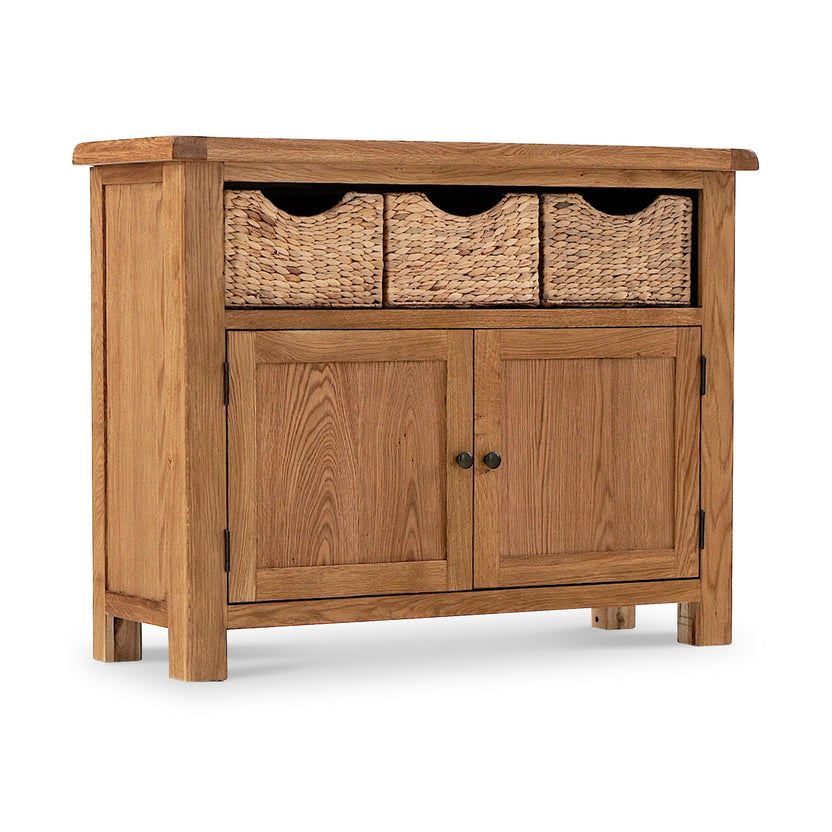 Zelah Oak Sideboard, 3 Storage Baskets | Roseland