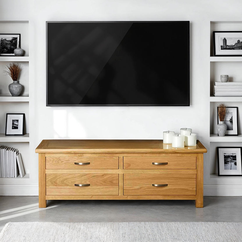 London Oak Large Smart TV Stand | For Screens To 56" | Light Oak