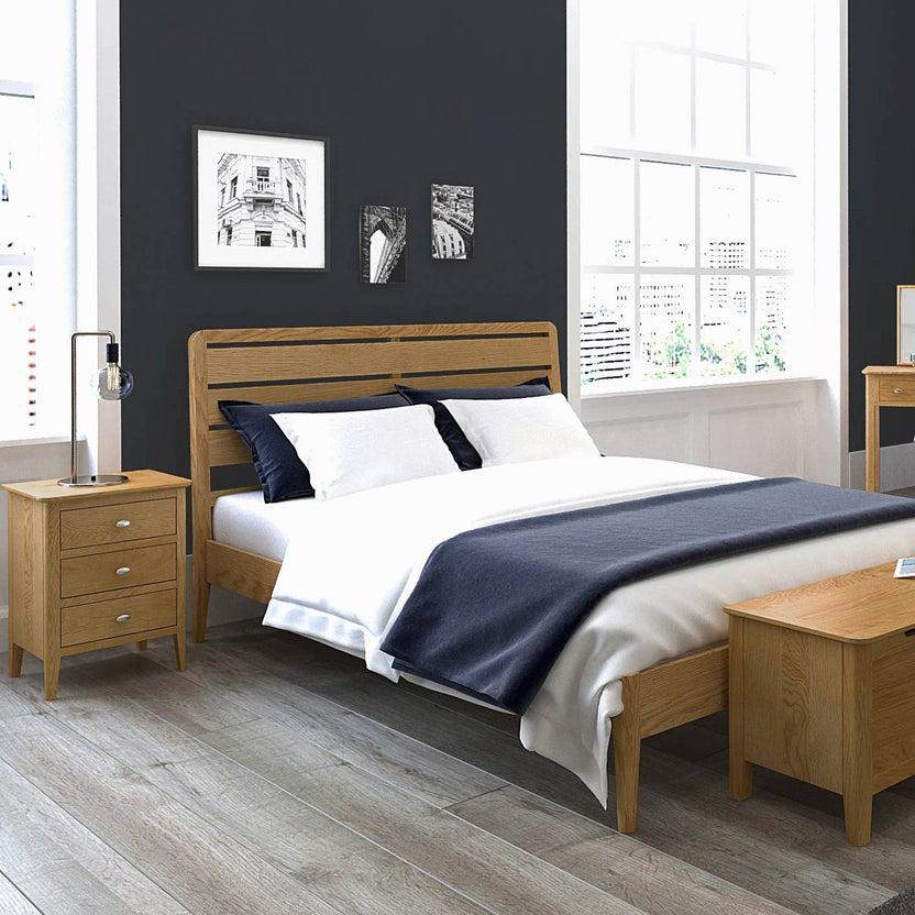 Alba Oak 3 Drawer Bedside Table | Roseland