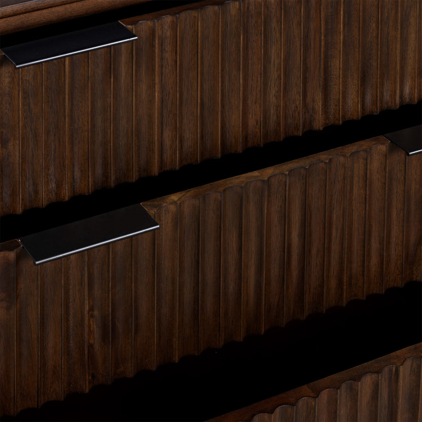 Oskar Walnut Stain Grooved 3 Drawer Chest | Roseland