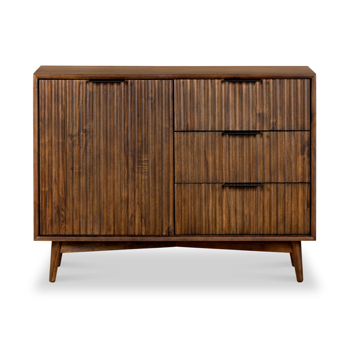 Oskar Walnut Stain Small 3 Drawer Sideboard Cabinet | Roseland