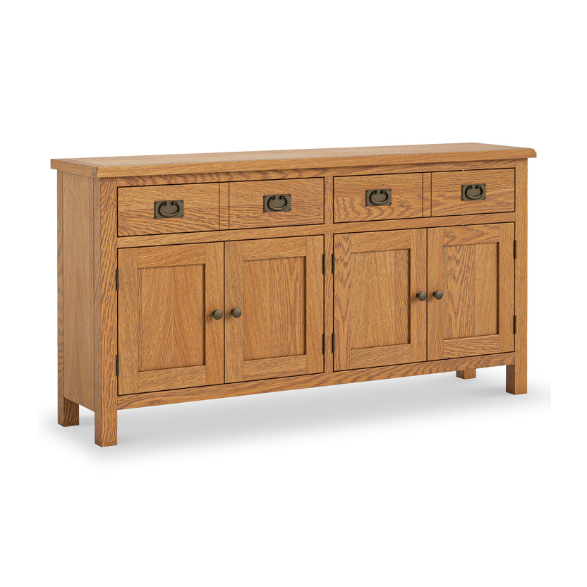 Surrey Oak Rustic Extra Large 4 Door Sideboard Cabinet | Roseland