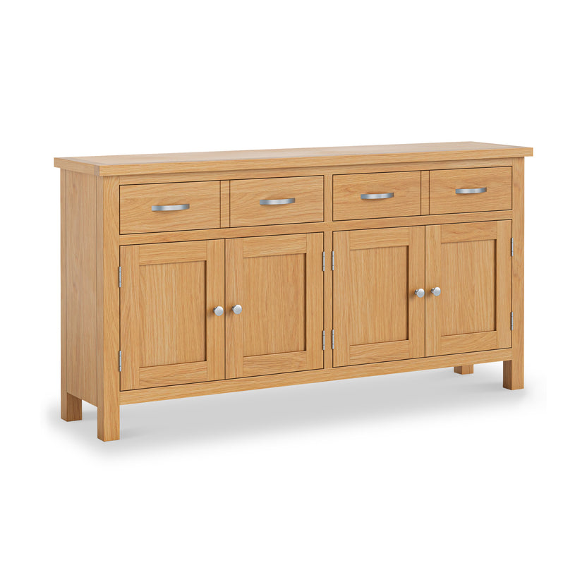 London Oak 4 Door Extra Large Sideboard | Solid Wood | Roseland