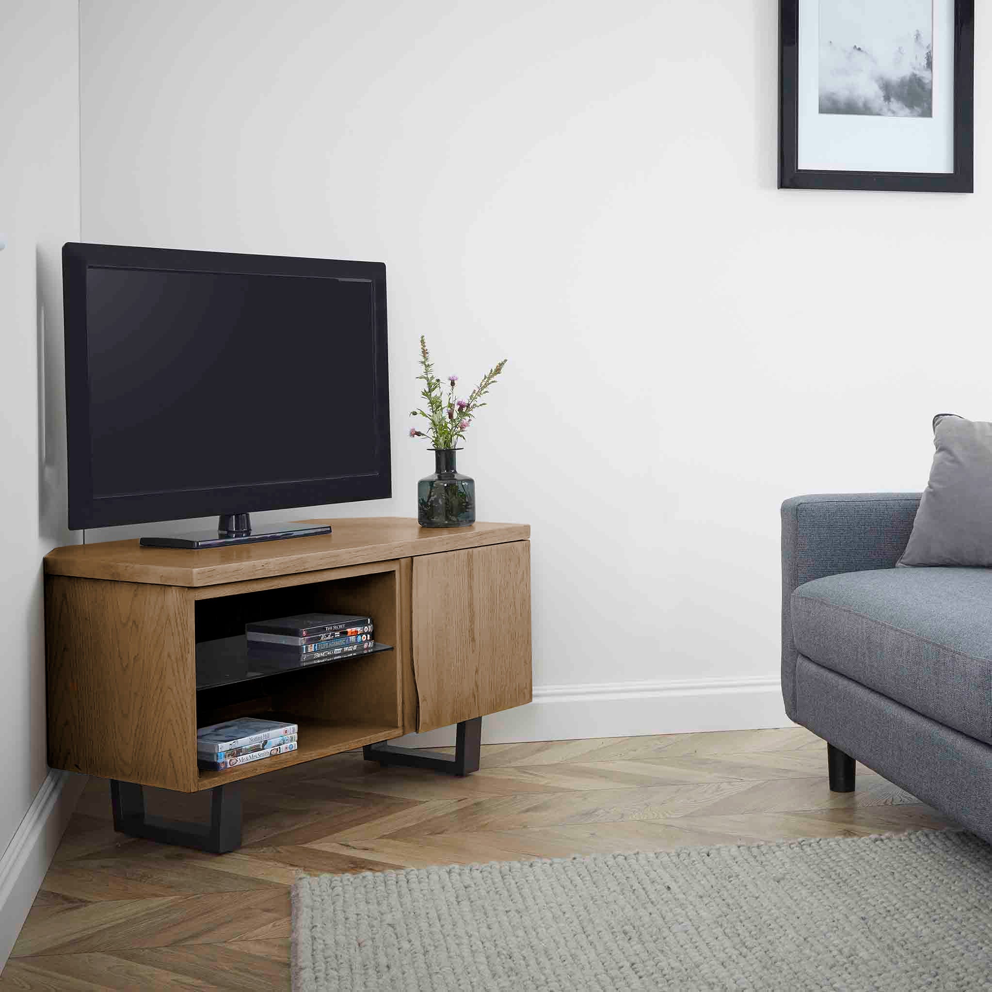 Isaac Oak 90cm Corner TV Stand Default Title