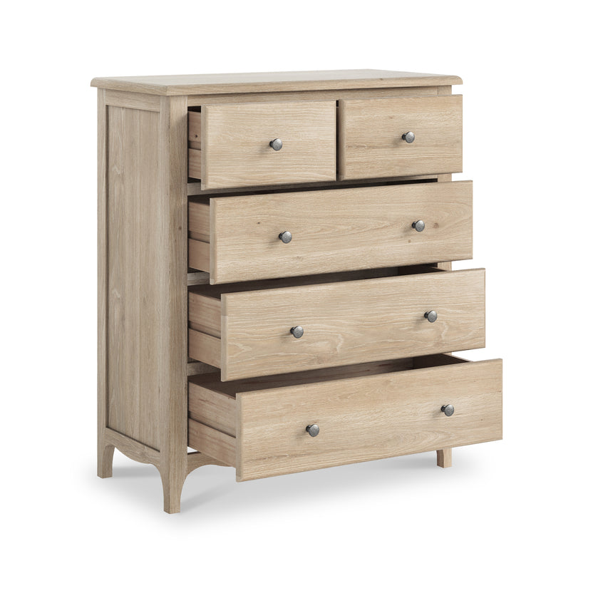 Celine Washed Oak 2 over 3 Drawer Chest Shabby Chic Storage | Roseland