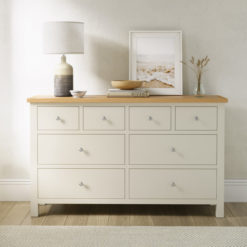 Farrow XL 8 Drawer Chest Of Drawers | Grey Cream White Navy | Roseland
