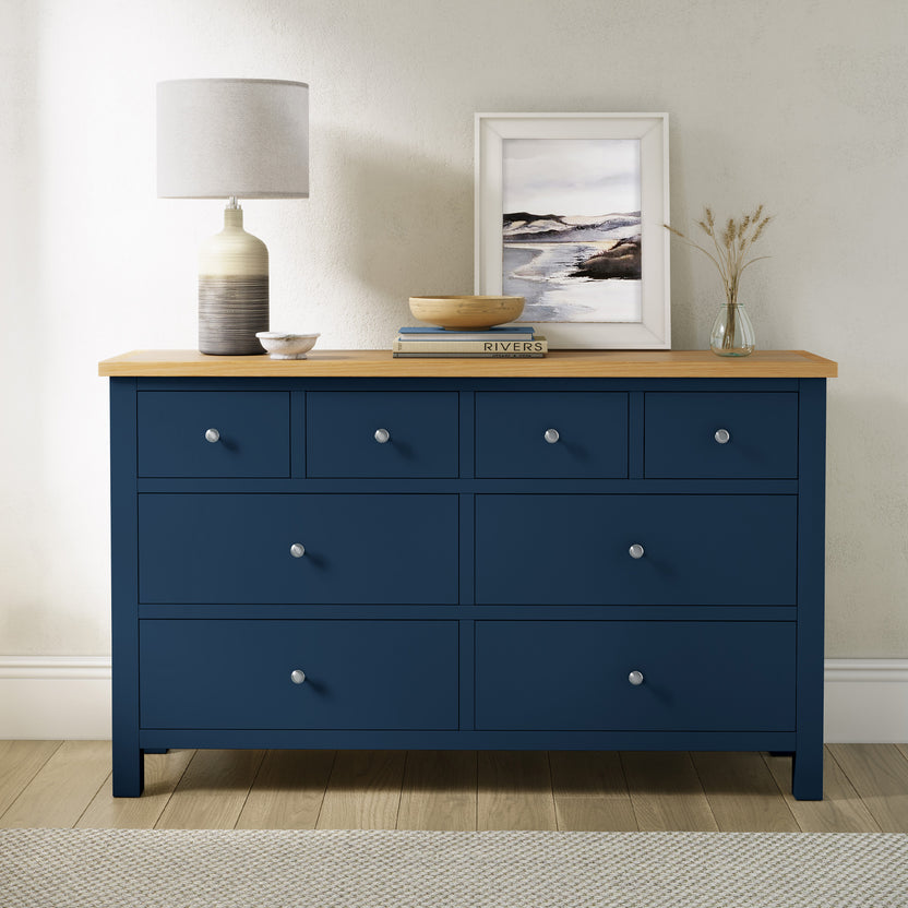 Farrow XL 8 Drawer Chest Of Drawers | Grey Cream White Navy | Roseland