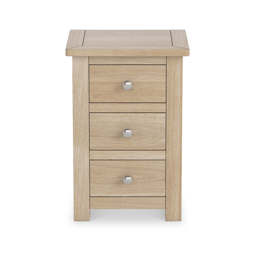 Duchy Washed Oak Bedside Table | 3 Drawer Bedroom Nightstand | Roseland