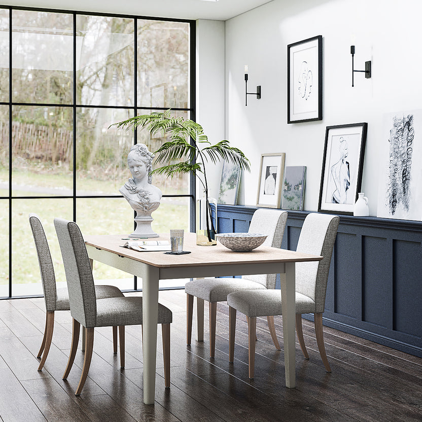 Penrose Mid Century Modern Extending Dining Table | Navy / Coconut