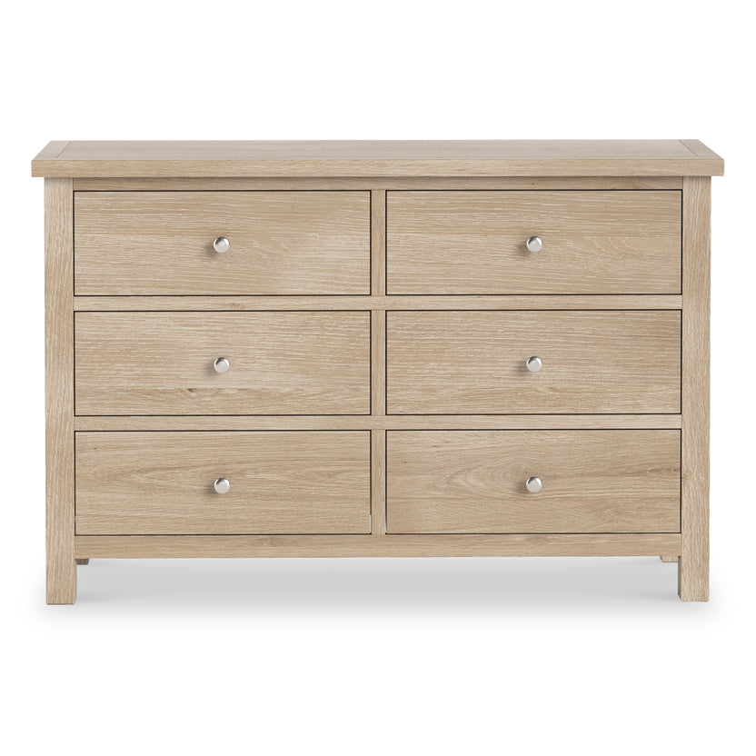 Farrow Washed Oak Large 6 Drawer Chest of Drawers | Roseland