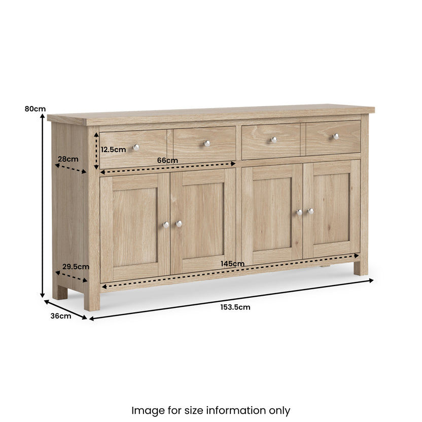 Farrow Washed Oak Extra Large Sideboard Cabinet | Roseland