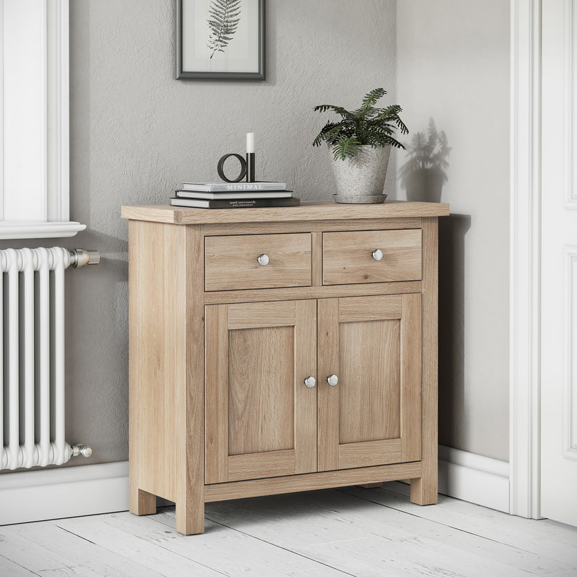Farrow Washed Oak Mini 2 Door Sideboard Cabinet | Roseland