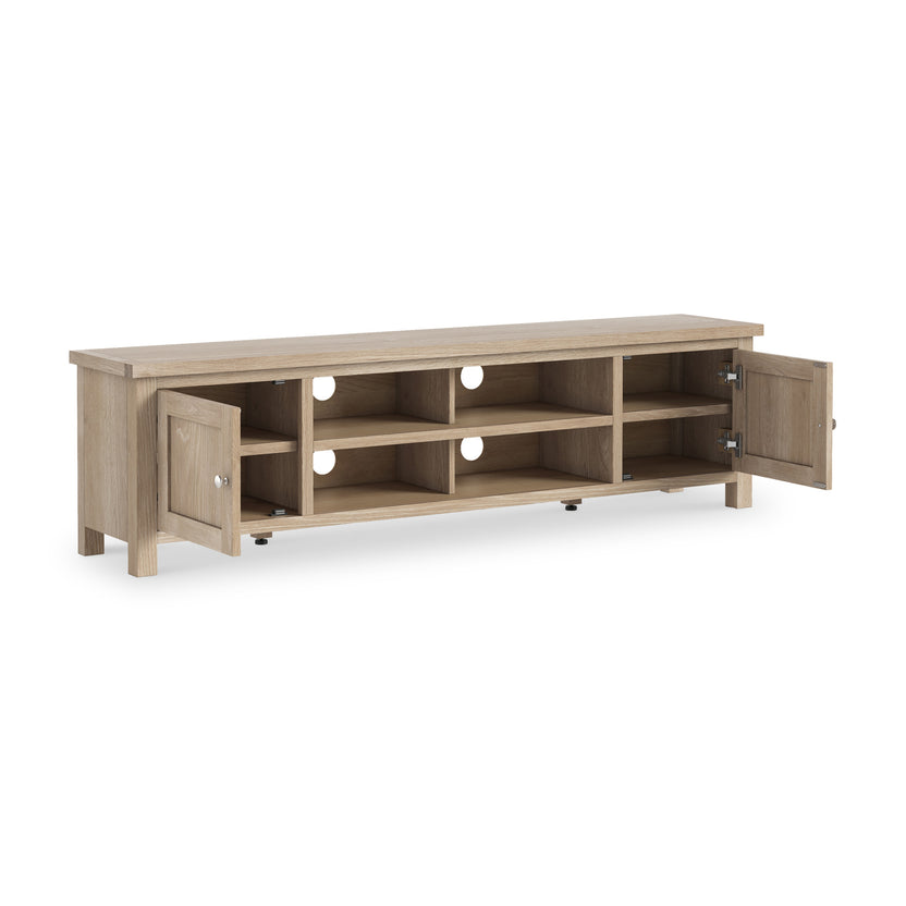 Farrow Washed Oak 180cm Extra Wide TV Stand with Storage | Roseland