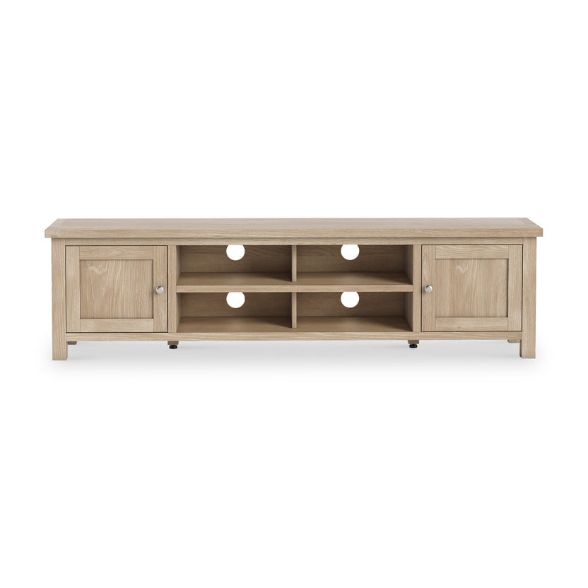 Farrow Washed Oak 180cm Extra Wide TV Stand with Storage | Roseland