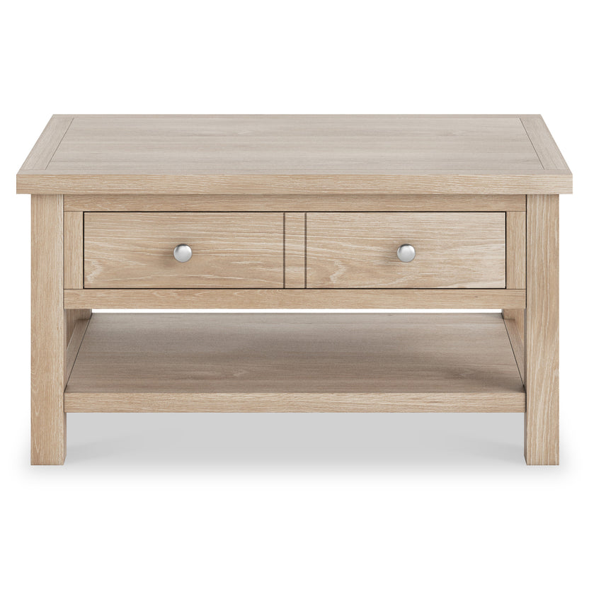 Farrow Washed Oak Coffee Table with Storage Drawer | Roseland