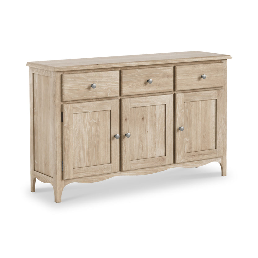 Celine Washed Oak 3 Door Large Sideboard | Chic Cabinet | Roseland