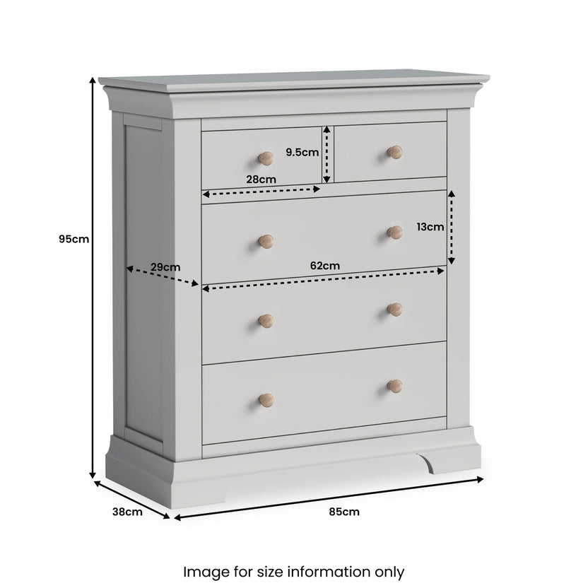 Colette 2 Over 3 Chest Of Drawers | Grey Cream Warm White | Roseland