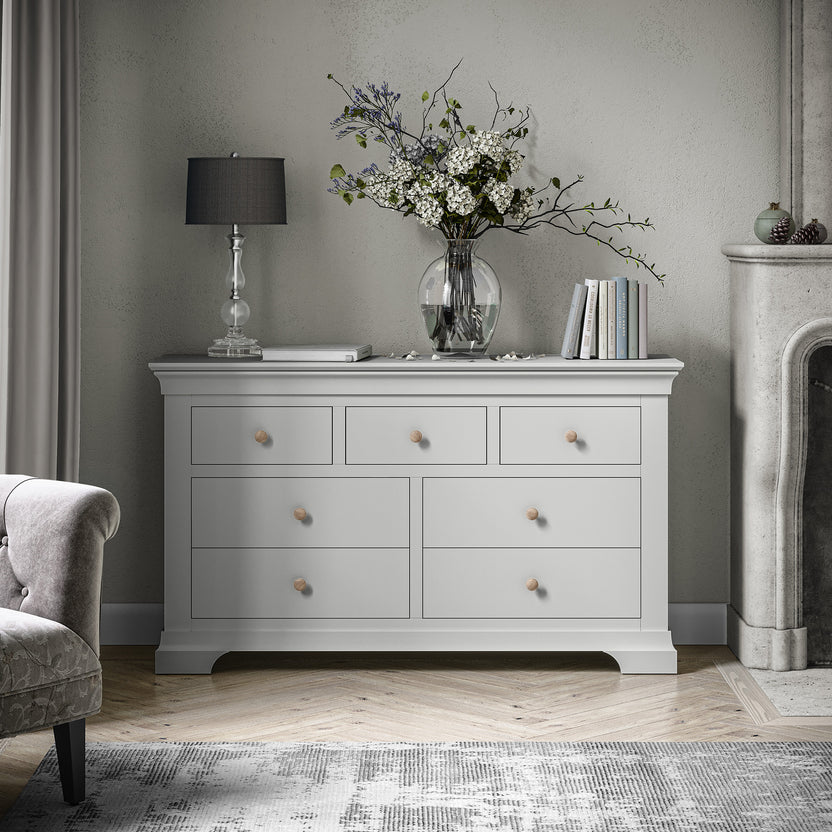 Colette 3 Over 4 Chest Of Drawers | Grey Cream or Warm White | Roseland
