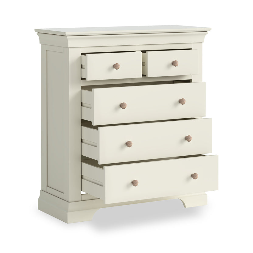 Colette 2 Over 3 Chest Of Drawers | Grey Cream Warm White | Roseland