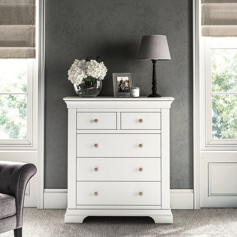 Colette 2 Over 3 Chest Of Drawers | Grey Cream Warm White | Roseland