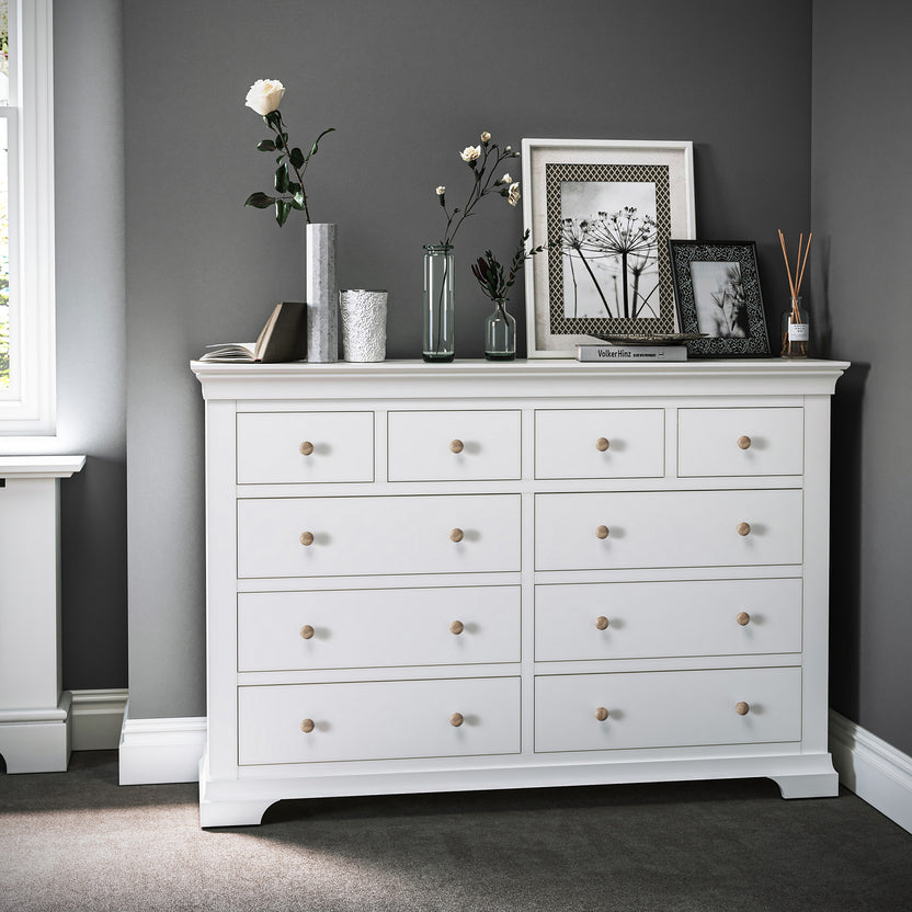 Colette 4 Over 6 Chest Of Drawers | Grey Cream or Warm White | Roseland