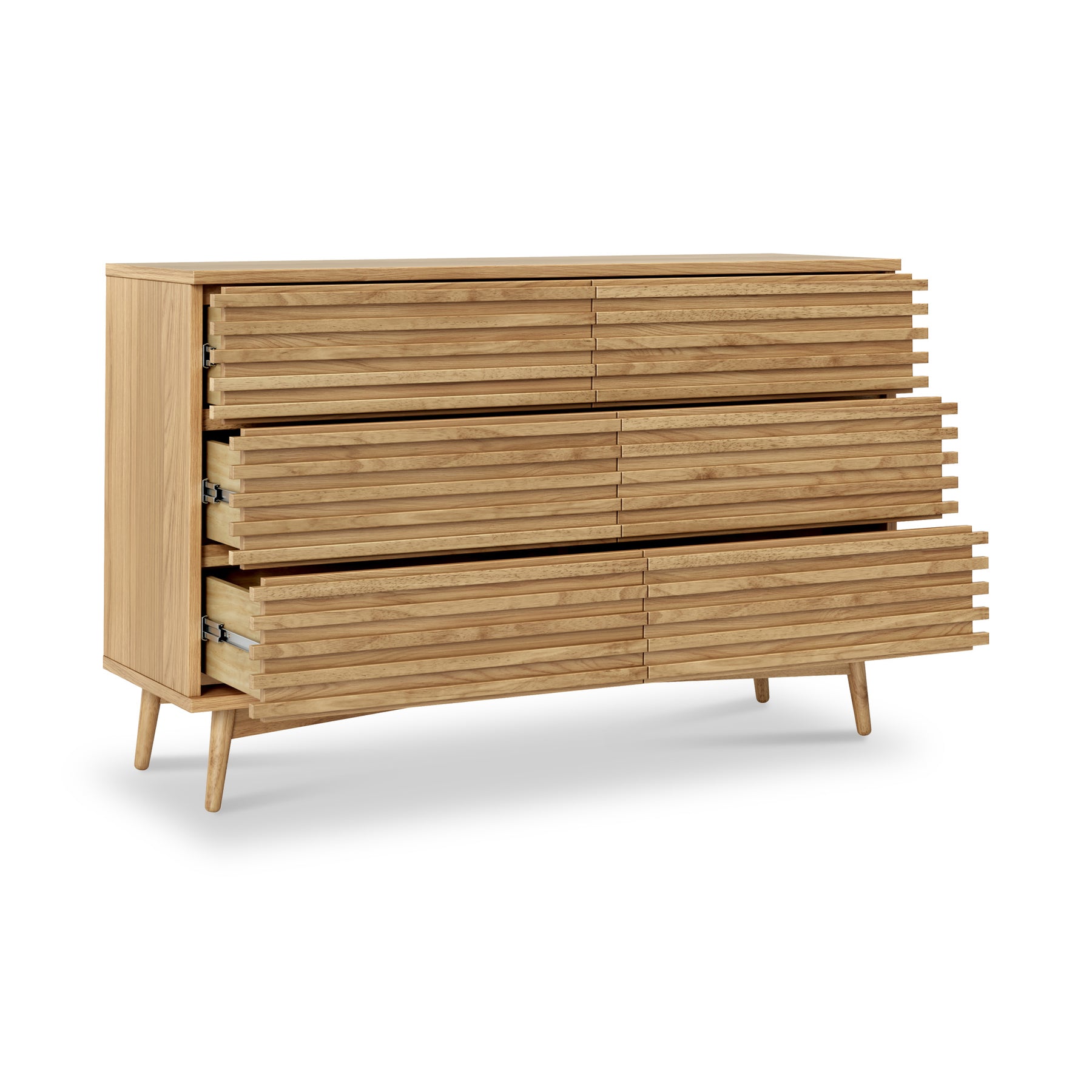 Kari Light Oak 6 Drawer Chest of Drawers, Scandi Storage | Roseland