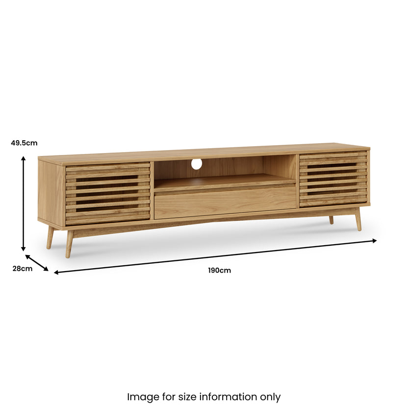 Kari Light Oak Extra Wide 190cm TV Unit, Mid Century Stand | Roseland