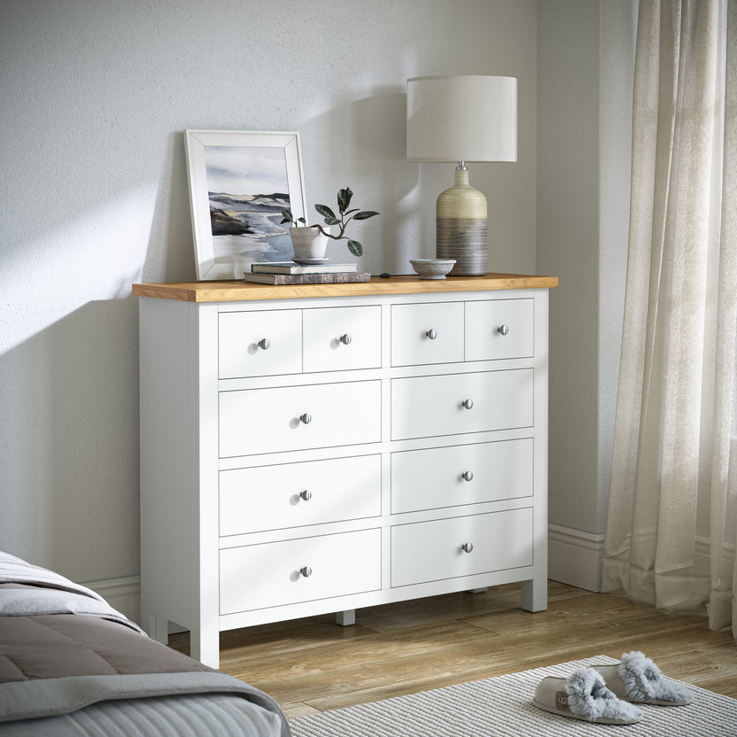 Farrow 4 Over 6 Chest of Drawers | White Cream Grey | Roseland