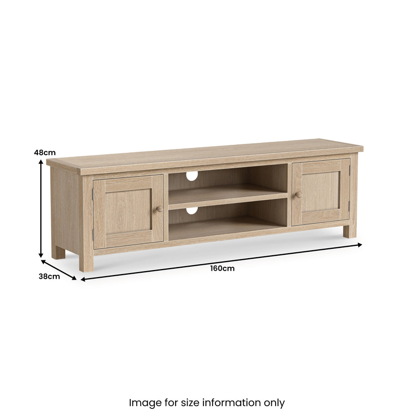 Trelan Washed Oak 160cm Extra Large TV Unit for Living Room Roseland
