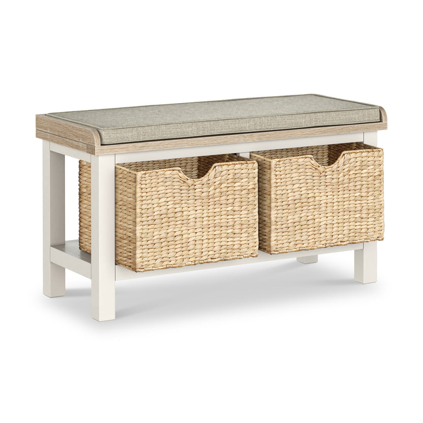 Farrow Basket Shoe Storage Bench for Coastal / Country Hall | Roseland