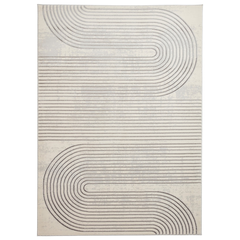 Aldrin Grey Swirl Patterned Rectangular Rug for Living Room or Bedroom ...