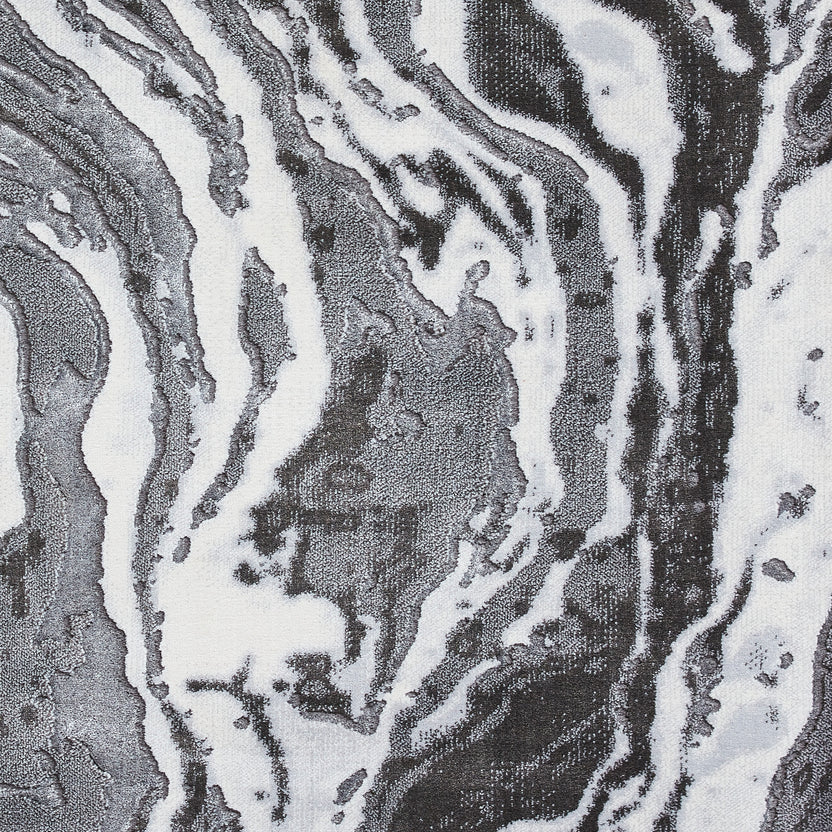 Aldrin Metallic Effect Marble Swirl Rectangular Rug for Living Room or ...