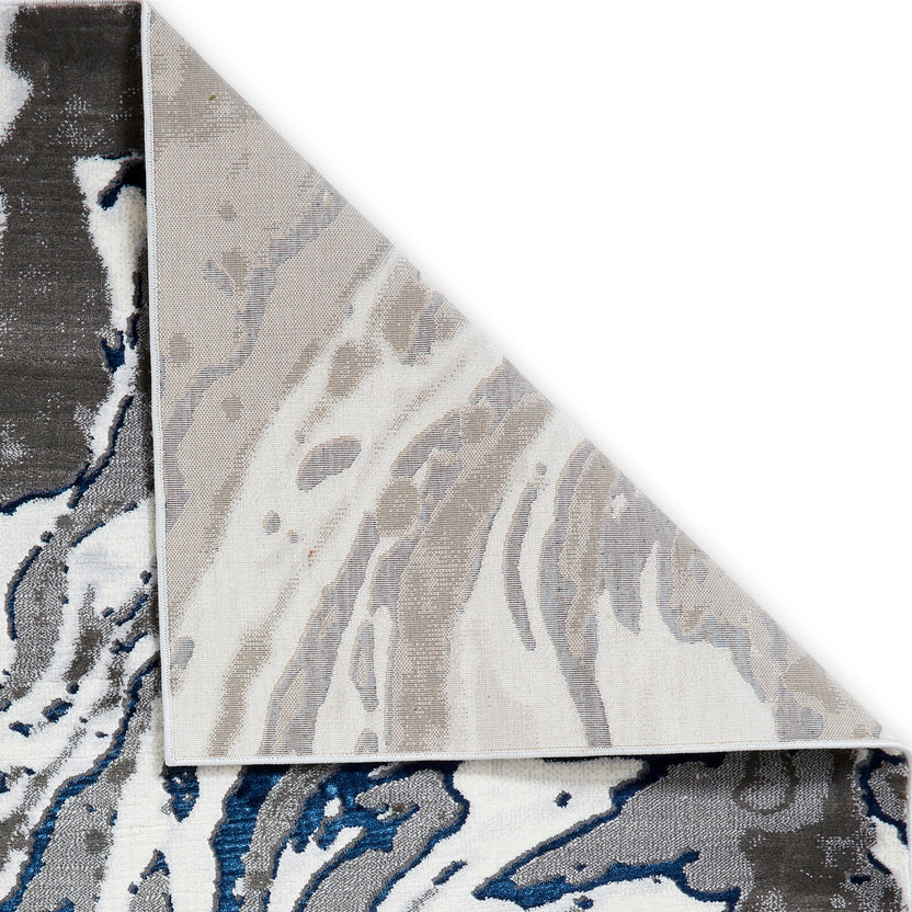 Aldrin Metallic Effect Marble Swirl Rectangular Rug for Living Room or ...