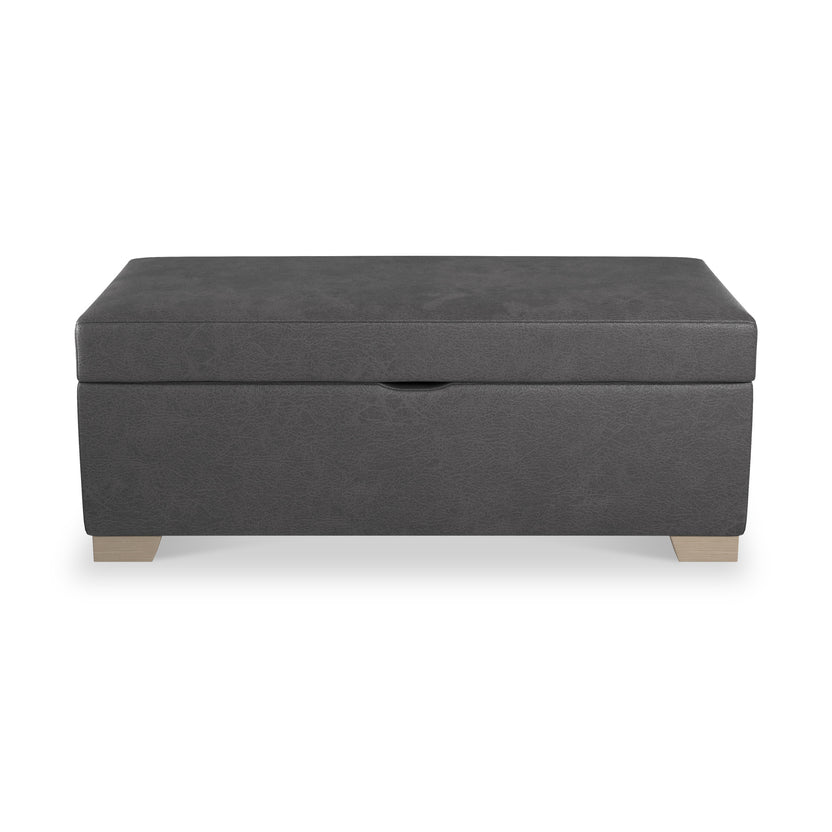 Oakley Faux Leather Storage Footstool | Tan Charcoal Mink | Roseland