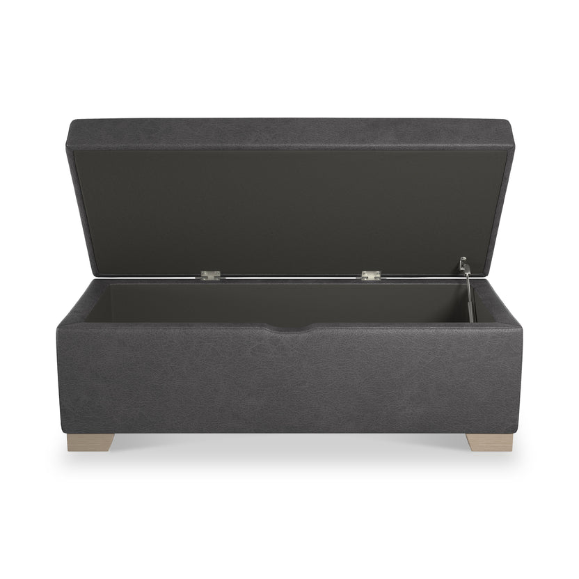 Oakley Faux Leather Storage Footstool | Tan Charcoal Mink | Roseland