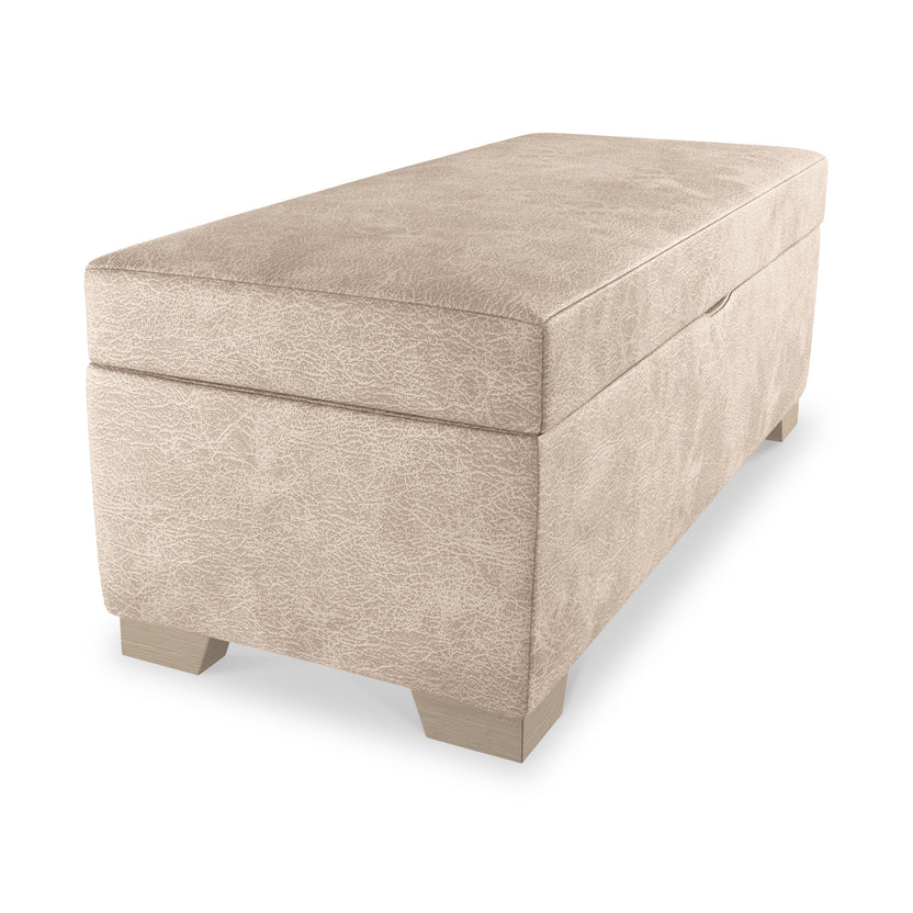 Oakley Faux Leather Storage Footstool | Tan Charcoal Mink | Roseland
