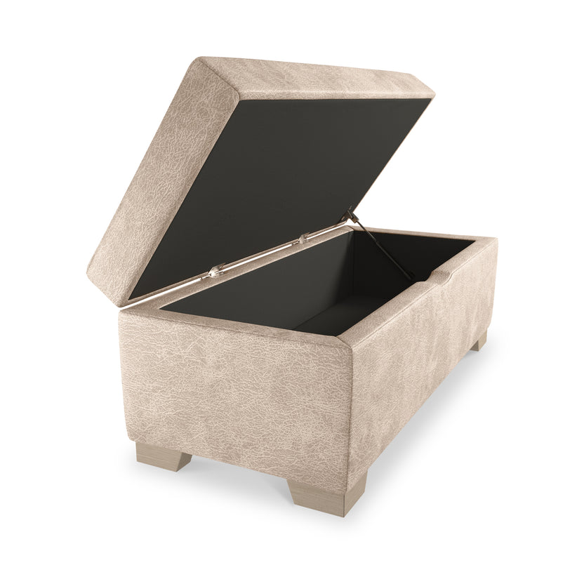 Oakley Faux Leather Storage Footstool | Tan Charcoal Mink | Roseland