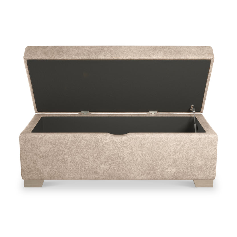 Oakley Faux Leather Storage Footstool | Tan Charcoal Mink | Roseland